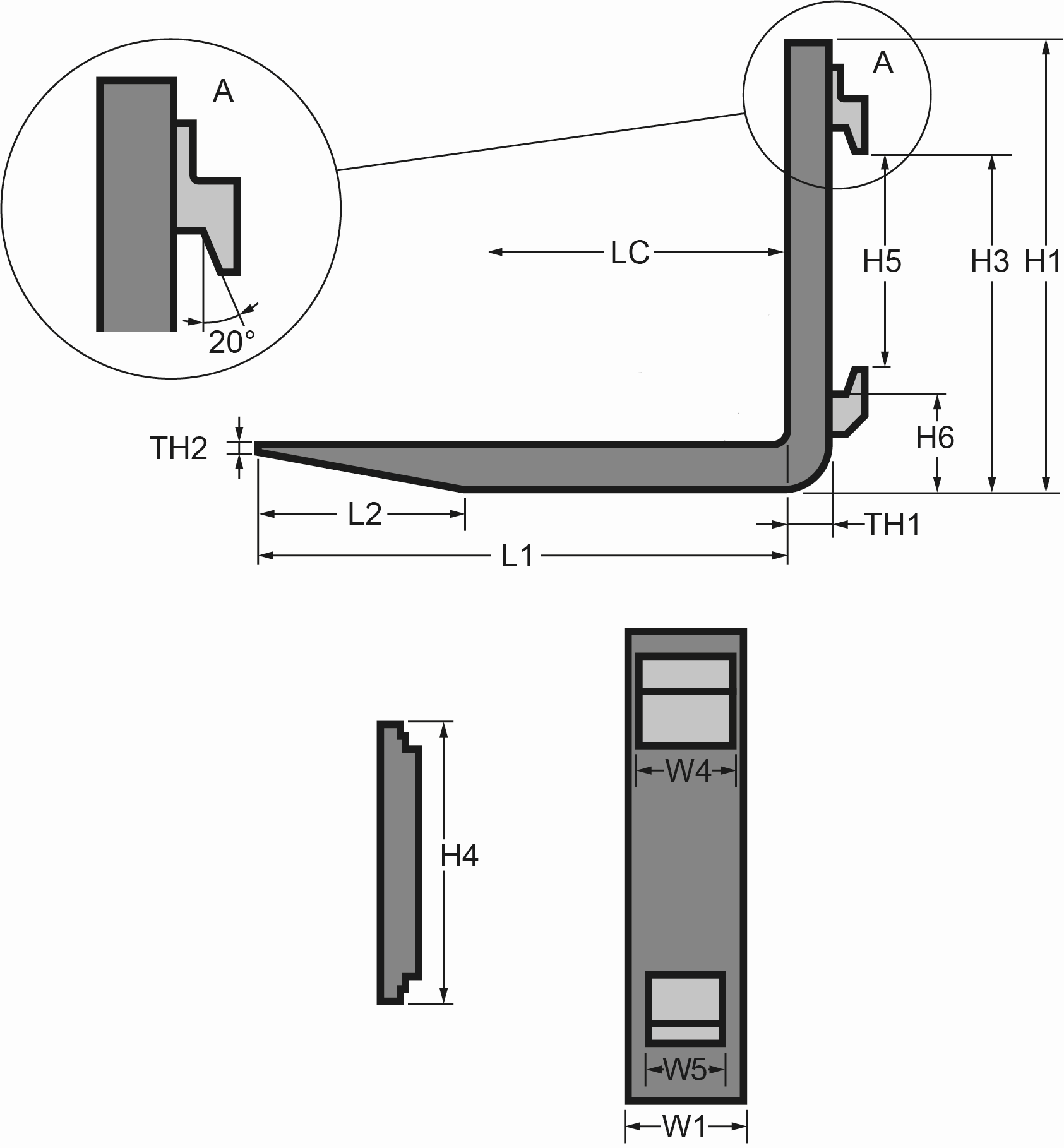 Gabelzinken FEM 3A Querschnitt 100 mm x 50 mm | 800 mm | FORKS-FEM3A-100X50X800